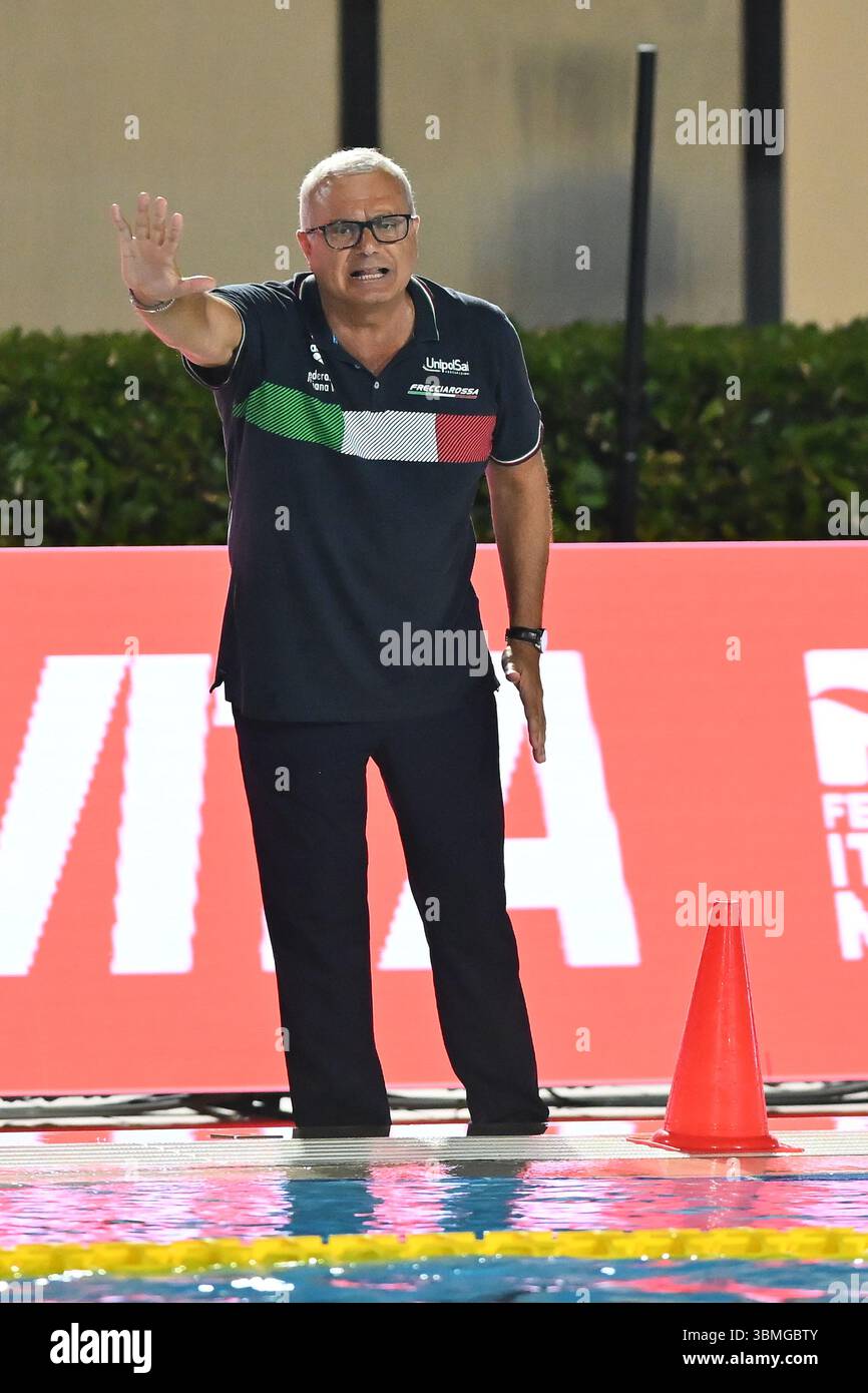 Coach of Italy Alessandro CAMPAGNA during the Water Polo test match ...