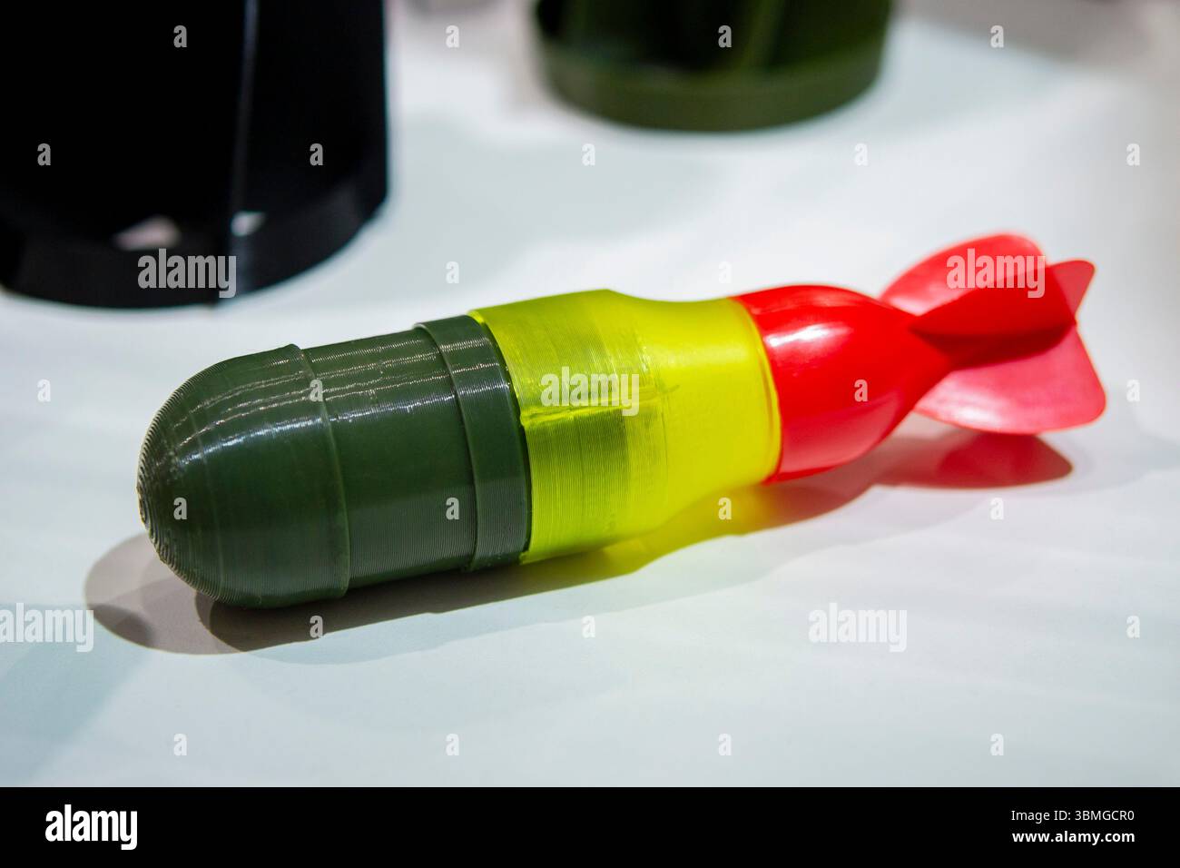 Bomb. Bomb model for drone. Model of bomb printed on 3D printer from ...