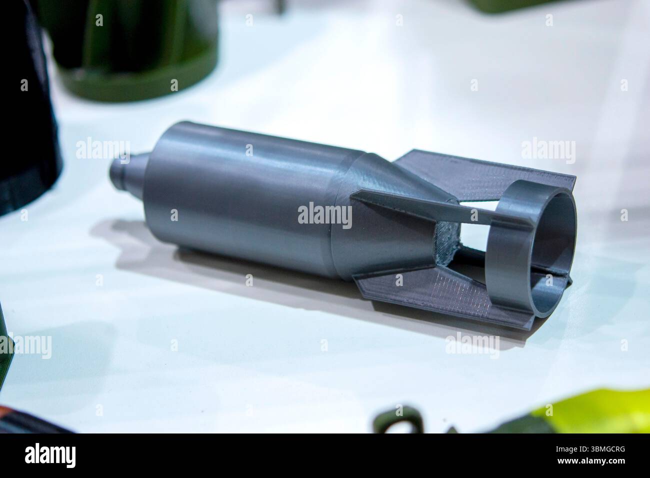 Bomb. Bomb model for drone. Model of bomb printed on 3D printer from ...