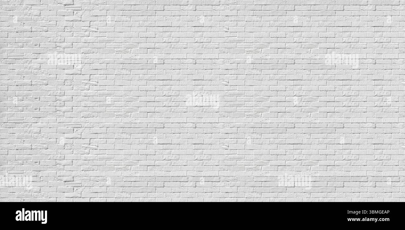 Wide and large white brick wall texture Stock Photo - Alamy