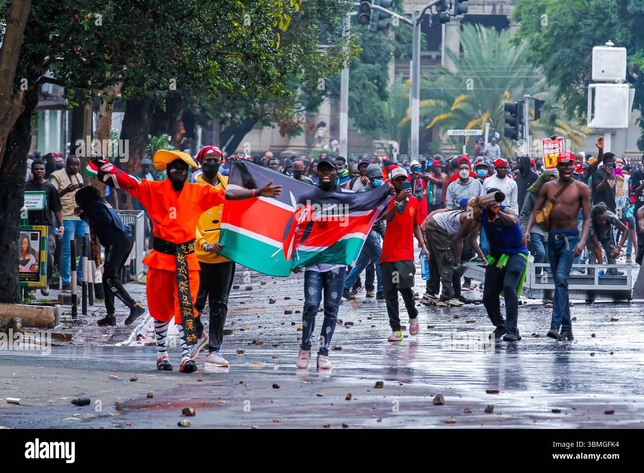 Nairobi, Kenya. 25th June, 2025. Protesters march on the street during ...