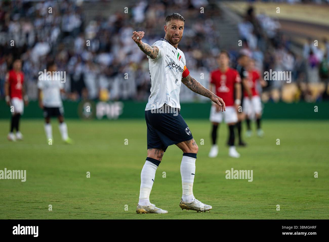 Monterrey defender Sergio Ramos (93) during a 2025 FIFA Club World Cup match against the Urawa ...