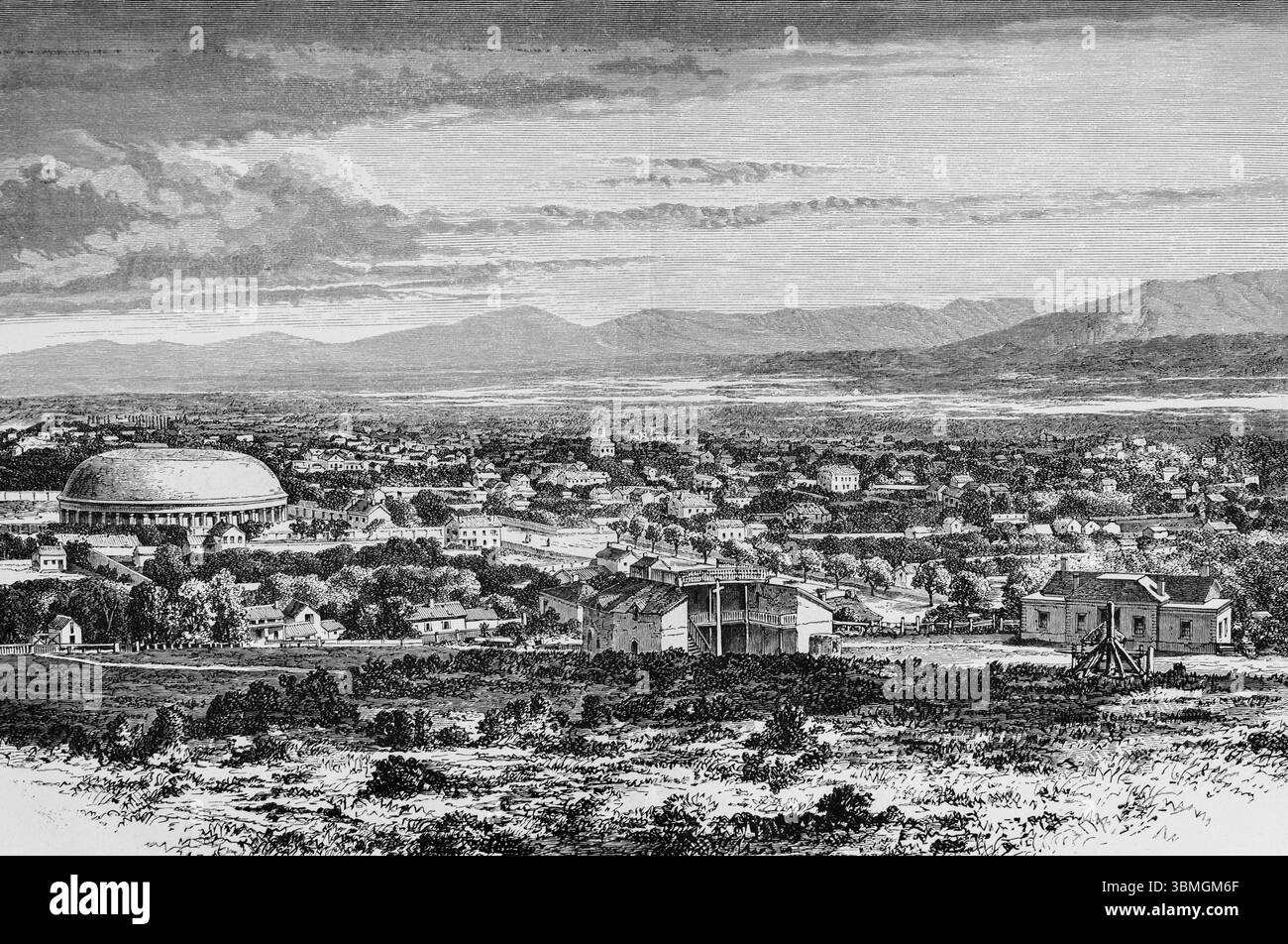 Salt Lake City, 19th century cityscape, salt lake, mountain landscape ...