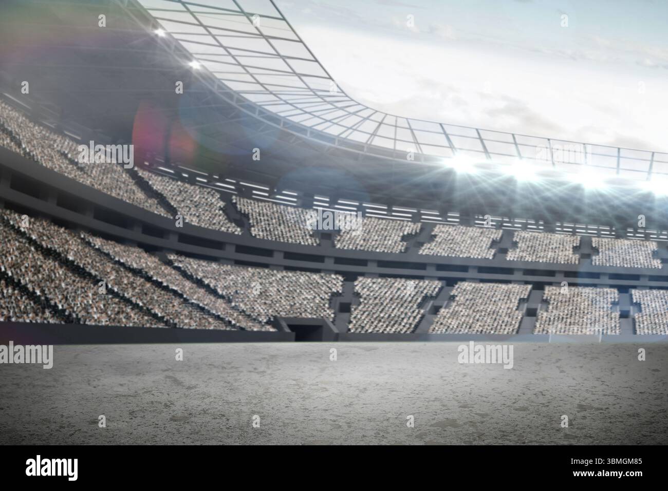 modern sports stadium is being shown in flat design with empty field ...