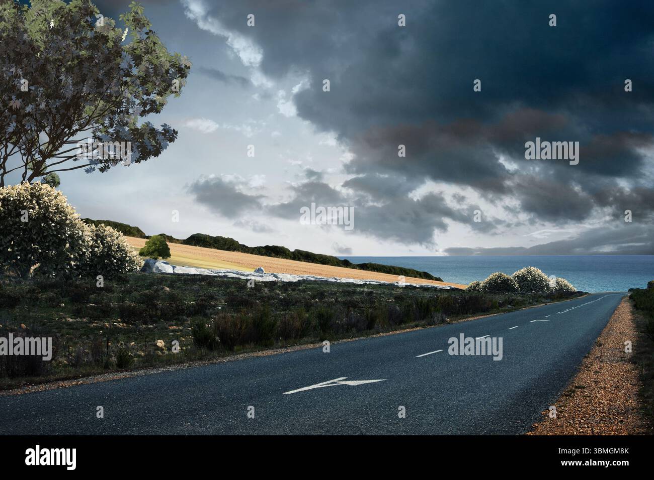 Two lane asphalt road stretching hi-res stock photography and images ...