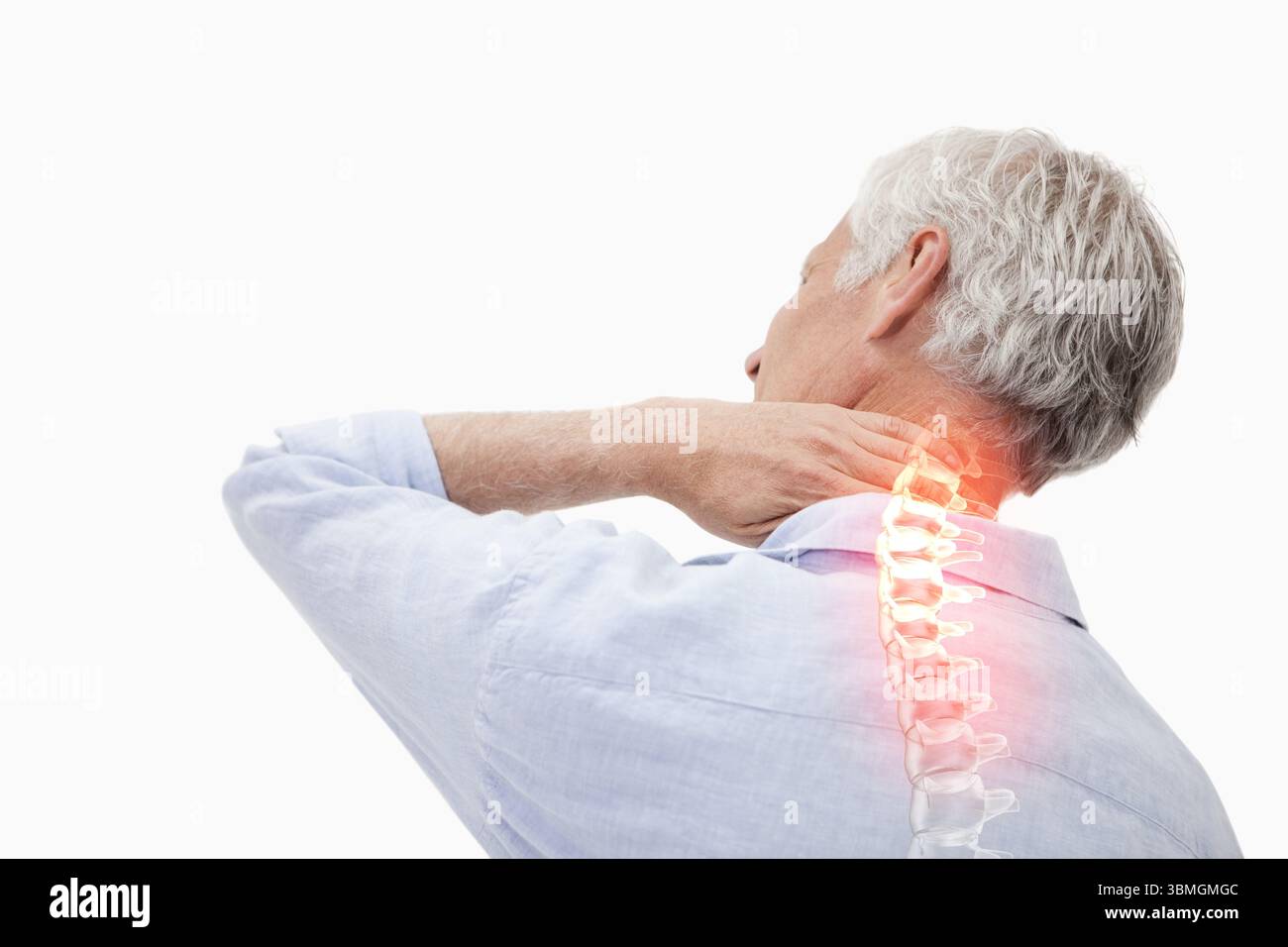 Highlighted spine pain of man Stock Photo - Alamy