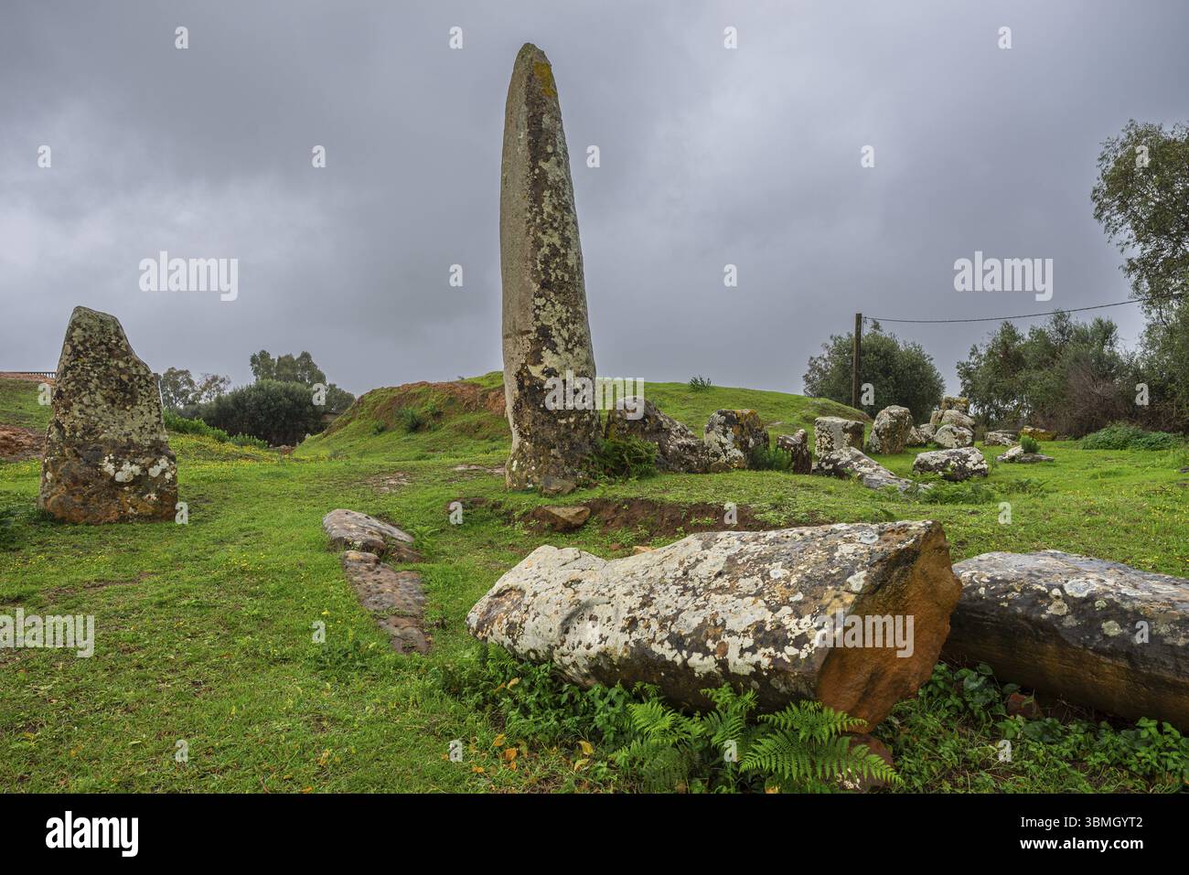 M'zora cromlech and menhir, megalithic enclosure, Middle Neolithic ...