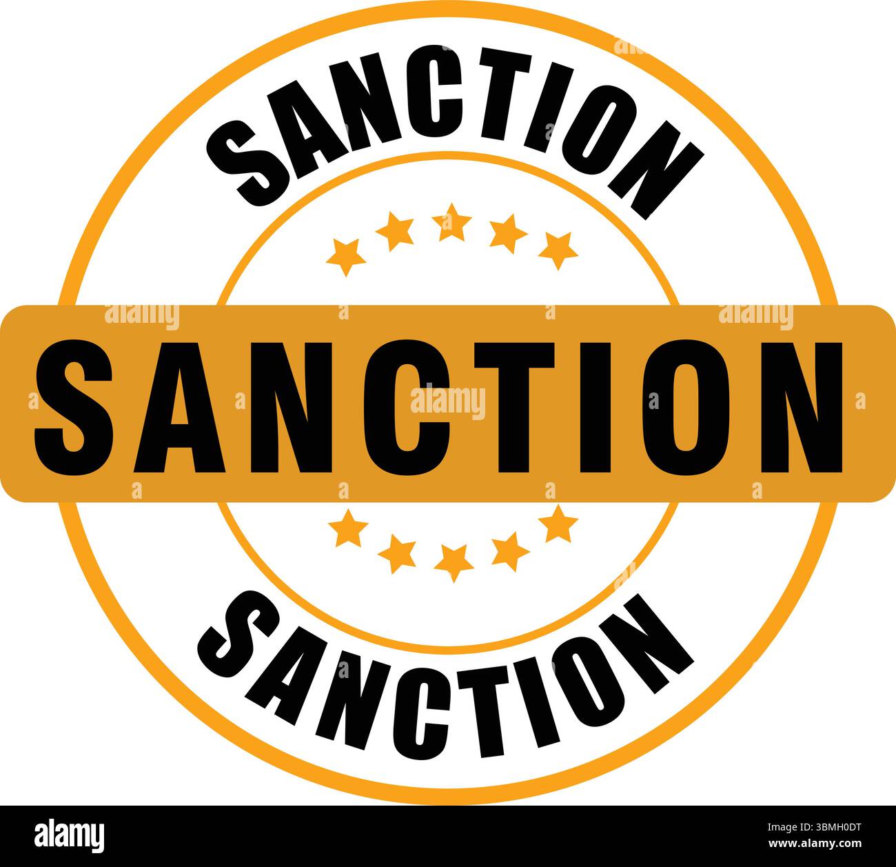 yellow Circular Sanction Stamp Emblem with Star Accents sanction label ...