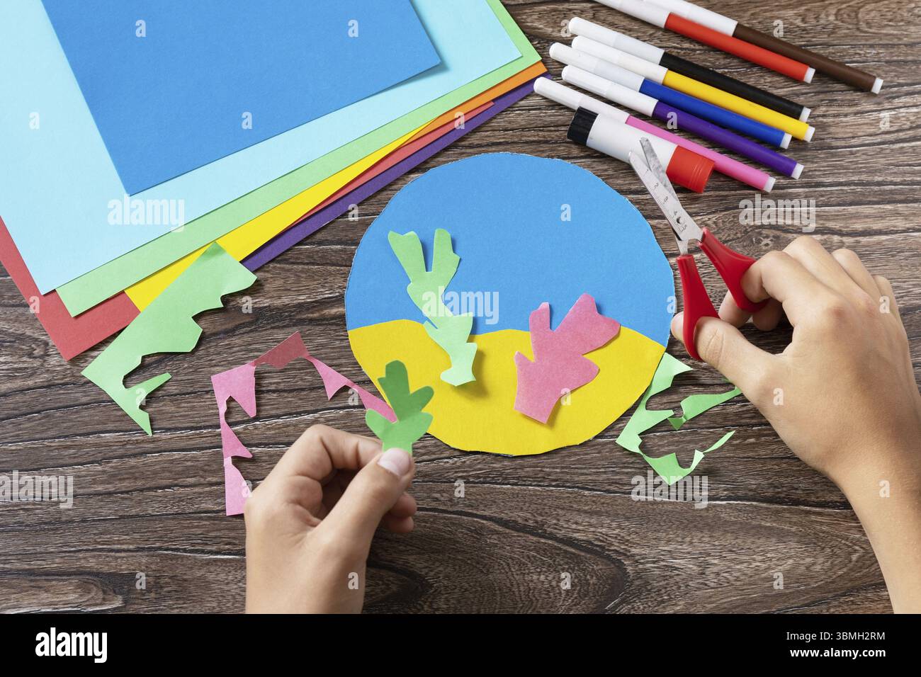 Instructions step 3. Summer card sea with volume fish. Handmade. Childrens creativity project ...