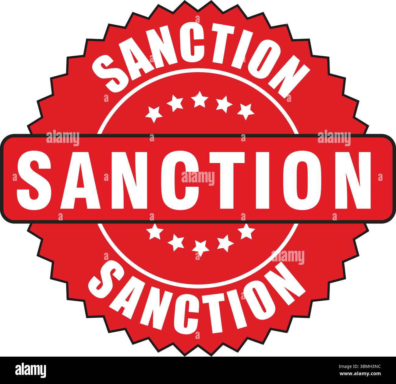 Red Sanction Stamp Seal with White Stars and Bold Typography sanction ...
