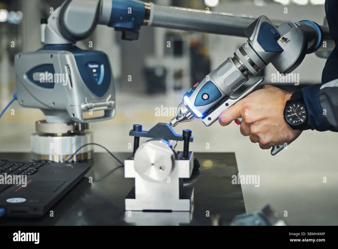 Working with an air machine with a handle and a drill. the fine of the part processing Stock ...