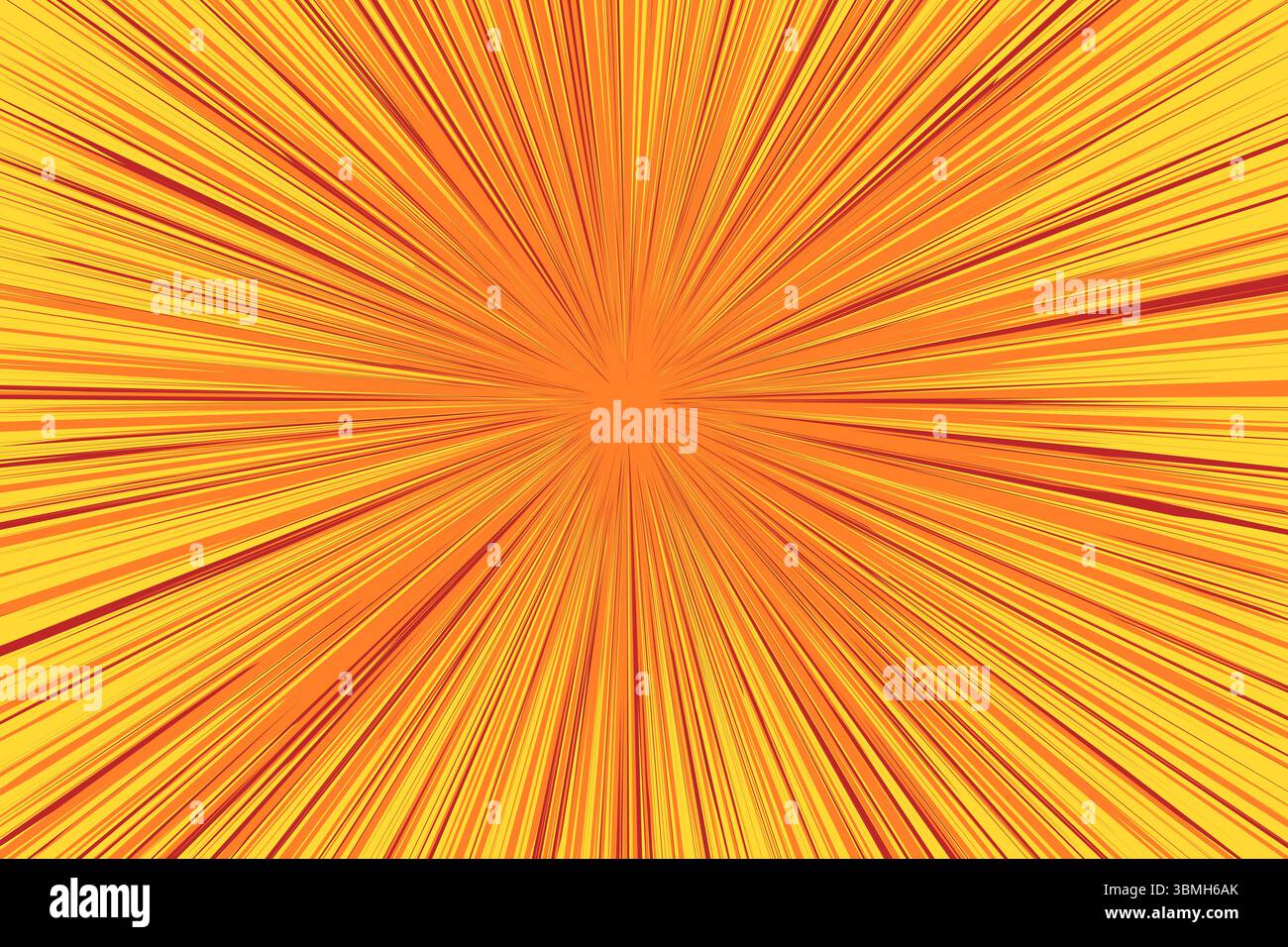 Orange comic background with radial rays of light. Cartoon manga ...