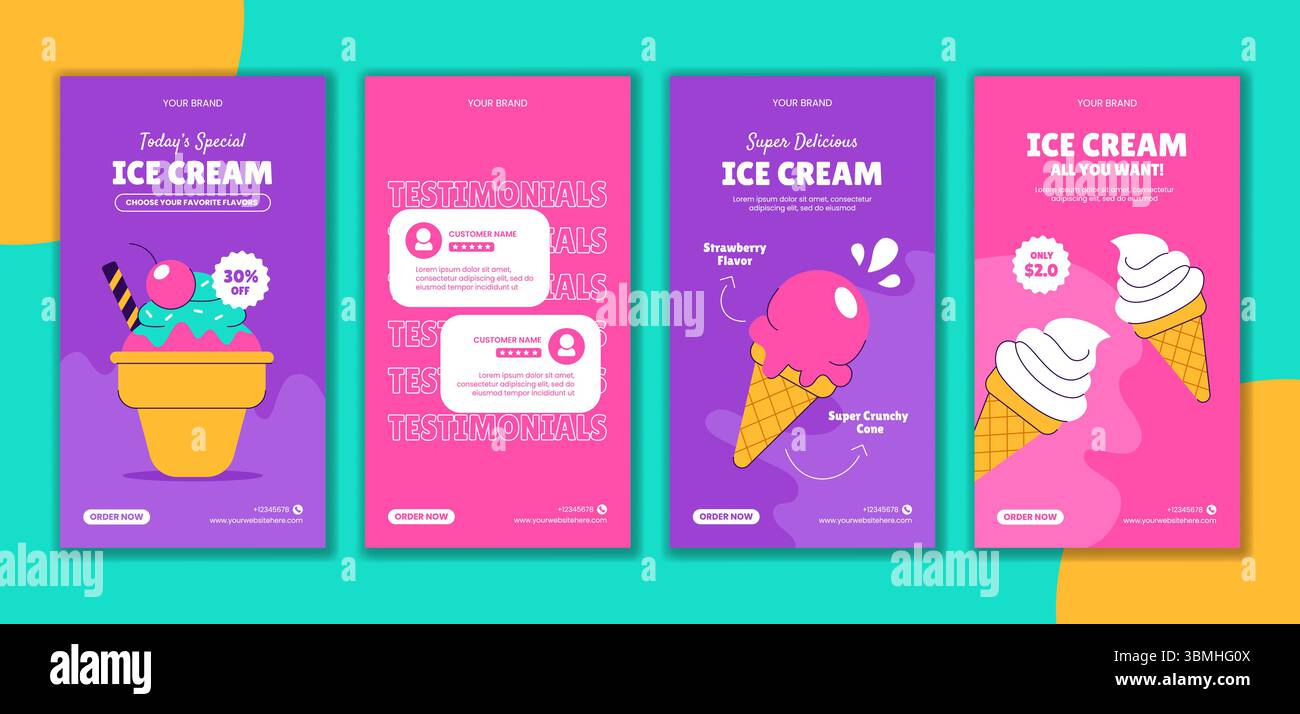 Delicious Ice Cream Promo Illustration for Social Media Stories ...