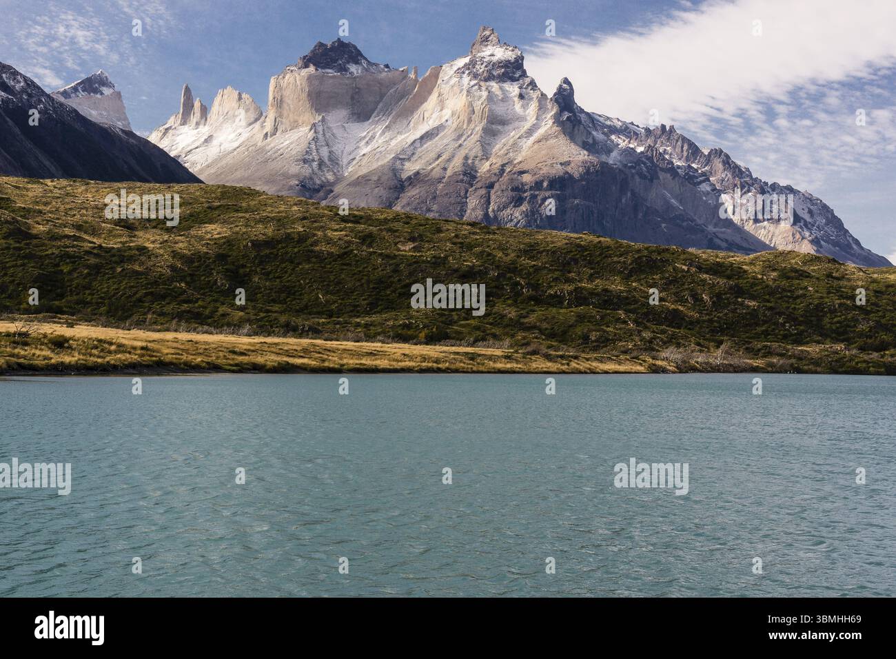 Paine horns, Pehoe lake, W trekking, Torres del Paine National Park ...