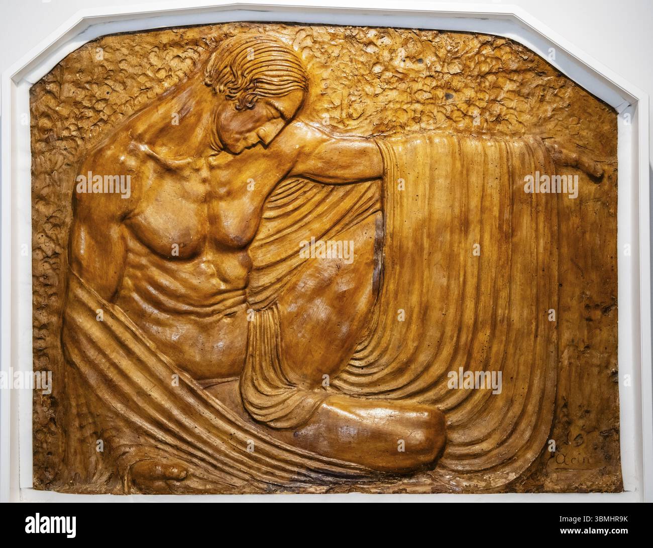 Monument to the mass grave, sepulchral stele, Ramon Acin Aquilue, painted plaster relief, Huesca ...