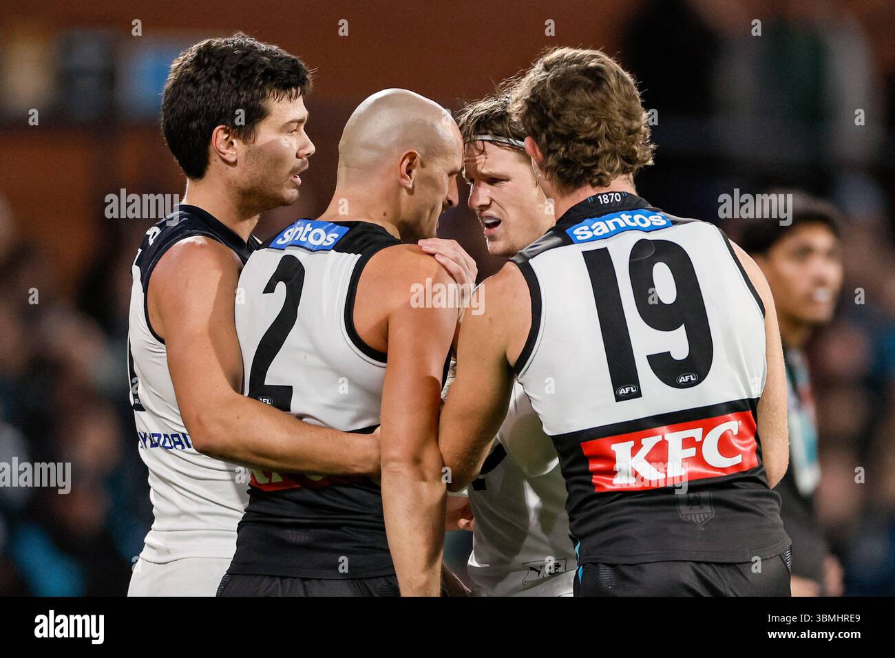 Adelaide, Australia, 26th June 2025 Carlton; Jack Silvagni, Port Adelaide; Sam Powell-Pepper ...