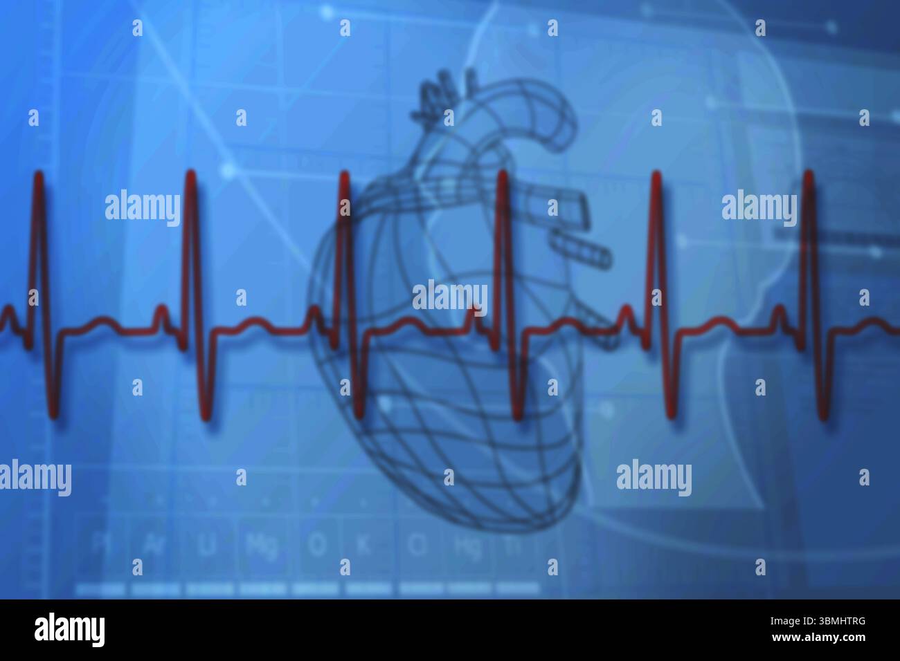 Blue medical background with heart diagram and ecg Stock Photo - Alamy