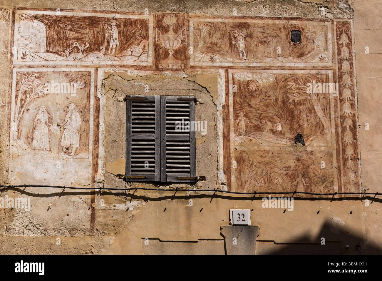 Painted house with old typical scenes, Valldemossa, Mallorca, balearic ...