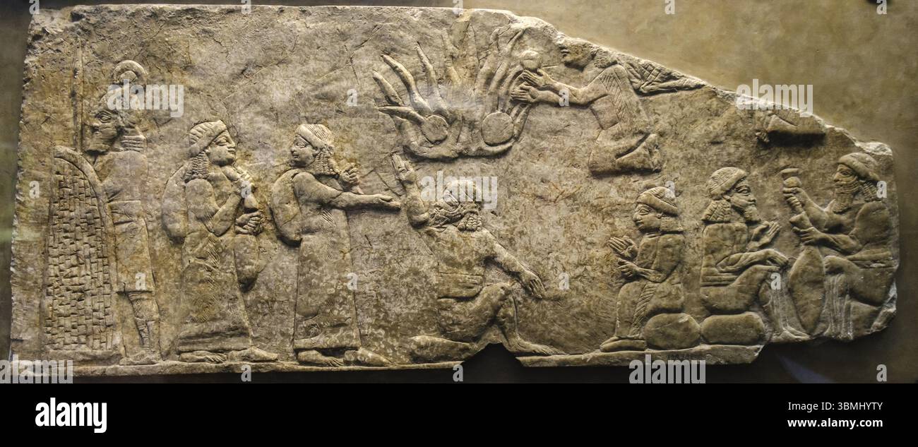 Assyrian relief of Babylonian prisoners, north palace in Nineveh ...
