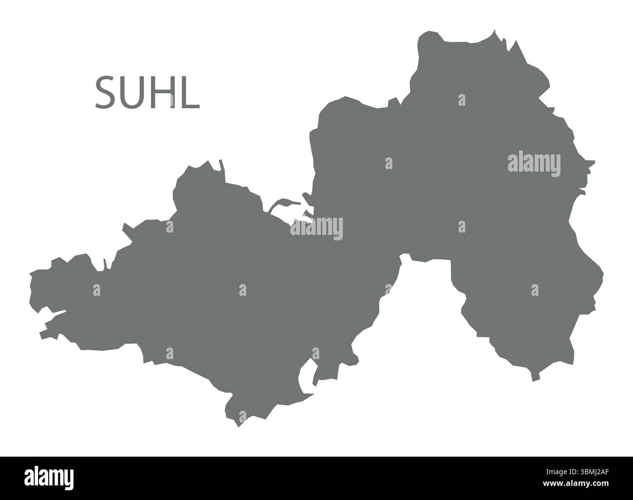 Suhl city map with boroughs grey illustration silhouette shape Stock ...
