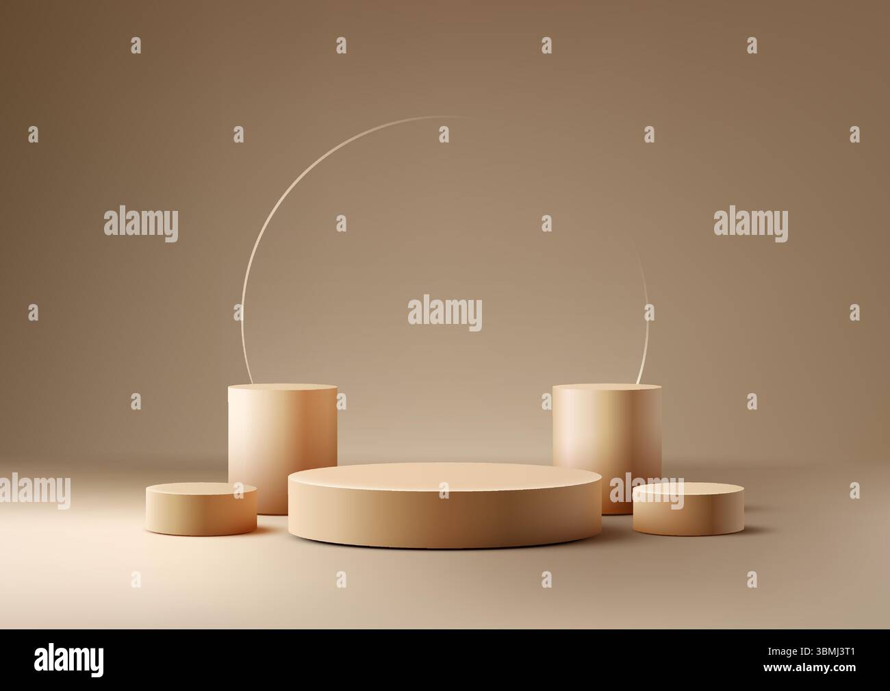 Product display mockup 3D large circular podium and tall cylindrical ...