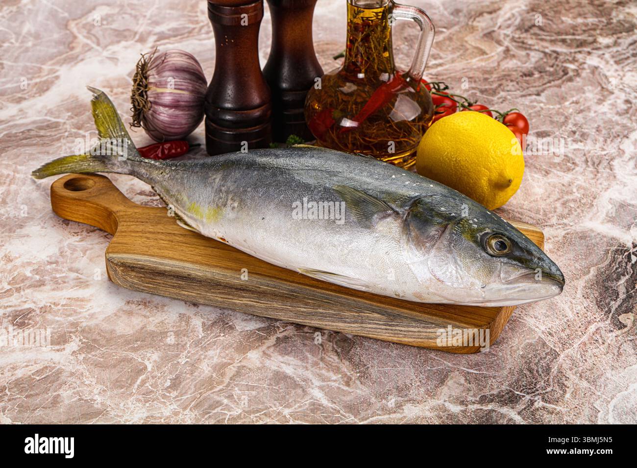 Raw Japanese Amberjack fish for cooking Stock Photo - Alamy