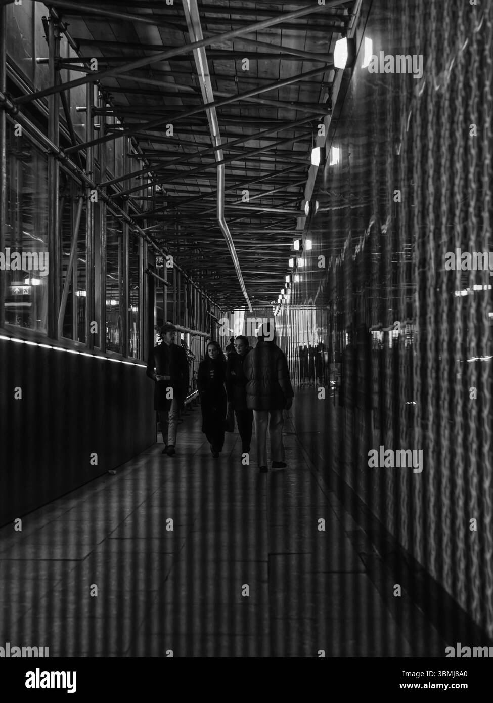 Pedestrian path in construction Black and White Stock Photos & Images ...