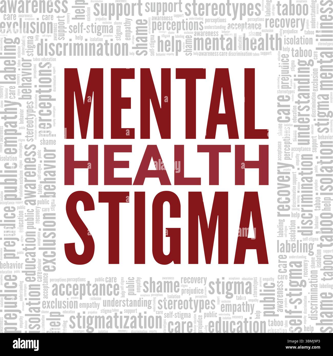 Mental Health Stigma word cloud conceptual design isolated on white ...