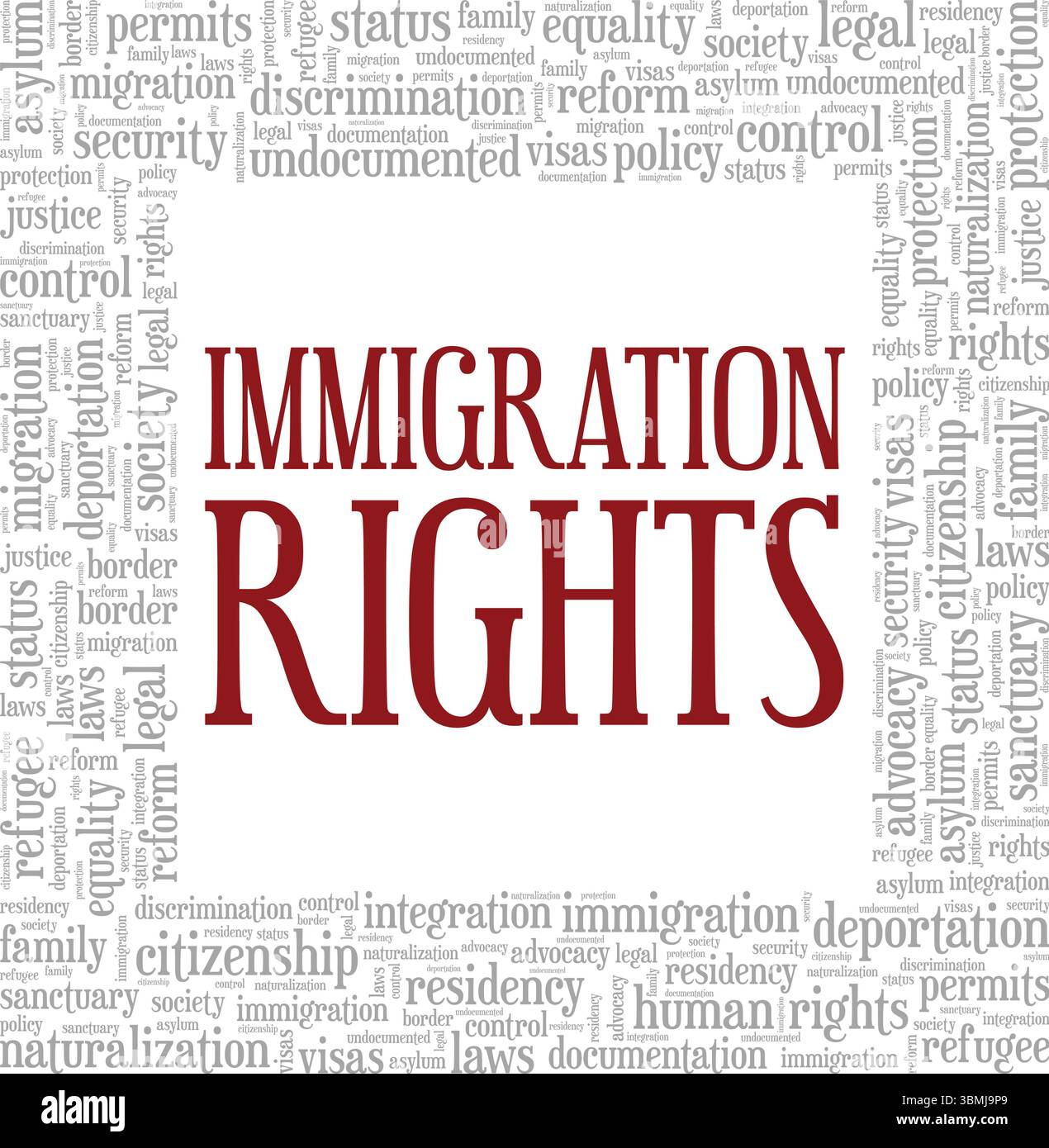Immigration Rights word cloud conceptual design isolated on white ...