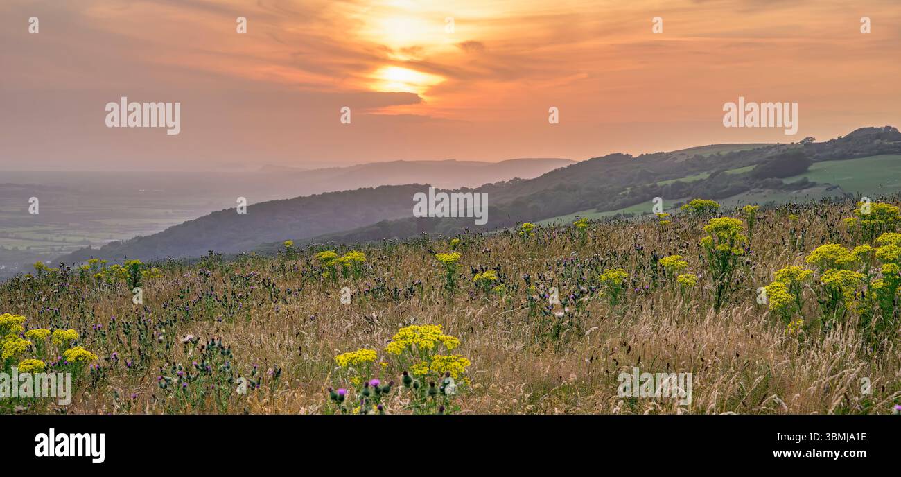 Sunset on The Mendips taken from Deer Leap which is the highest point ...