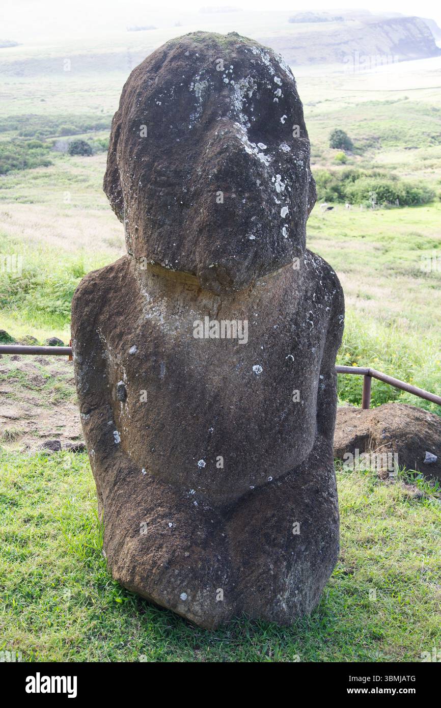 Tukuturi Moai, the kneeling Moai statue set in the hillside at Rano ...