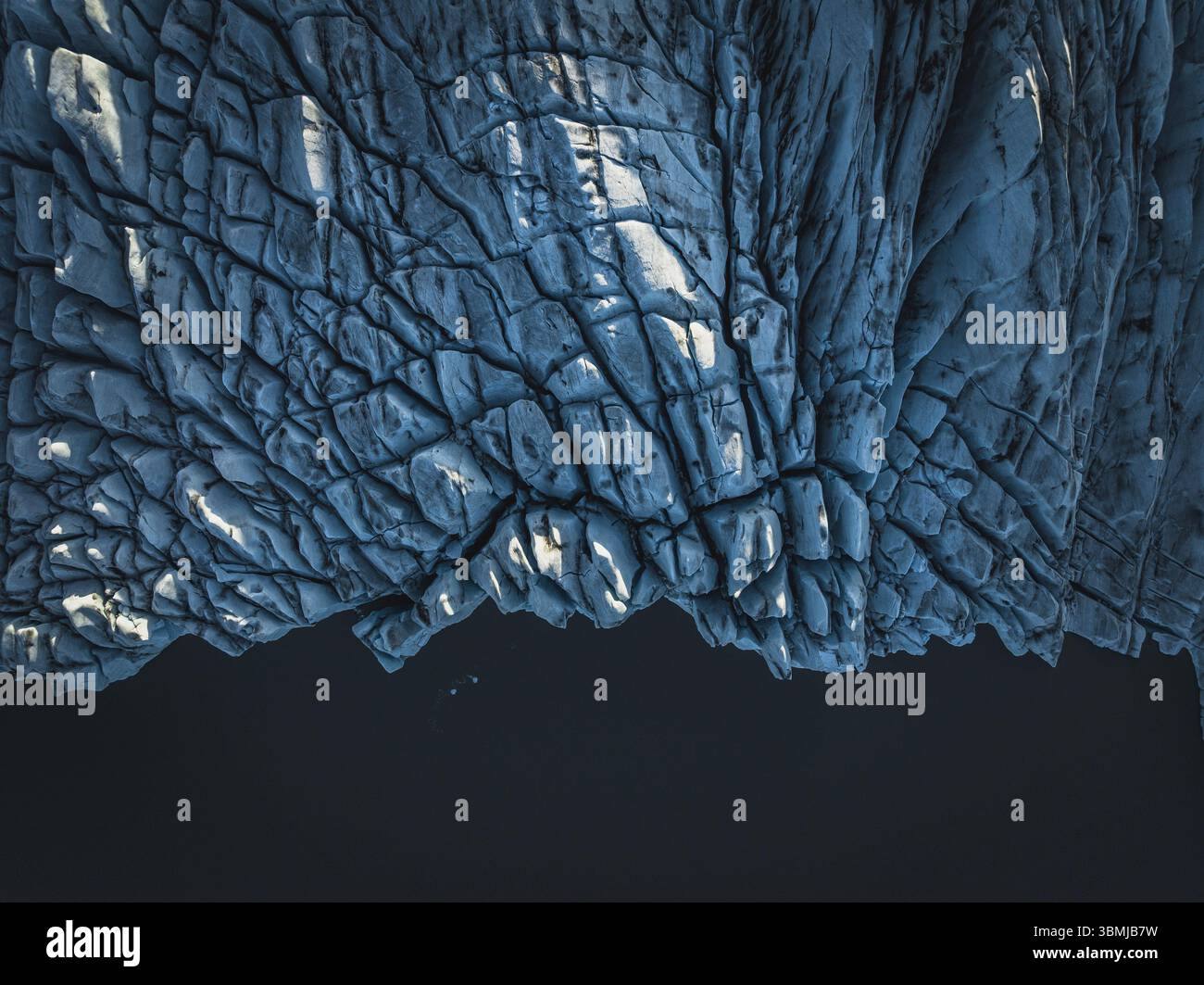 Frontal section and crevasses of a glacier from an aerial view Stock ...