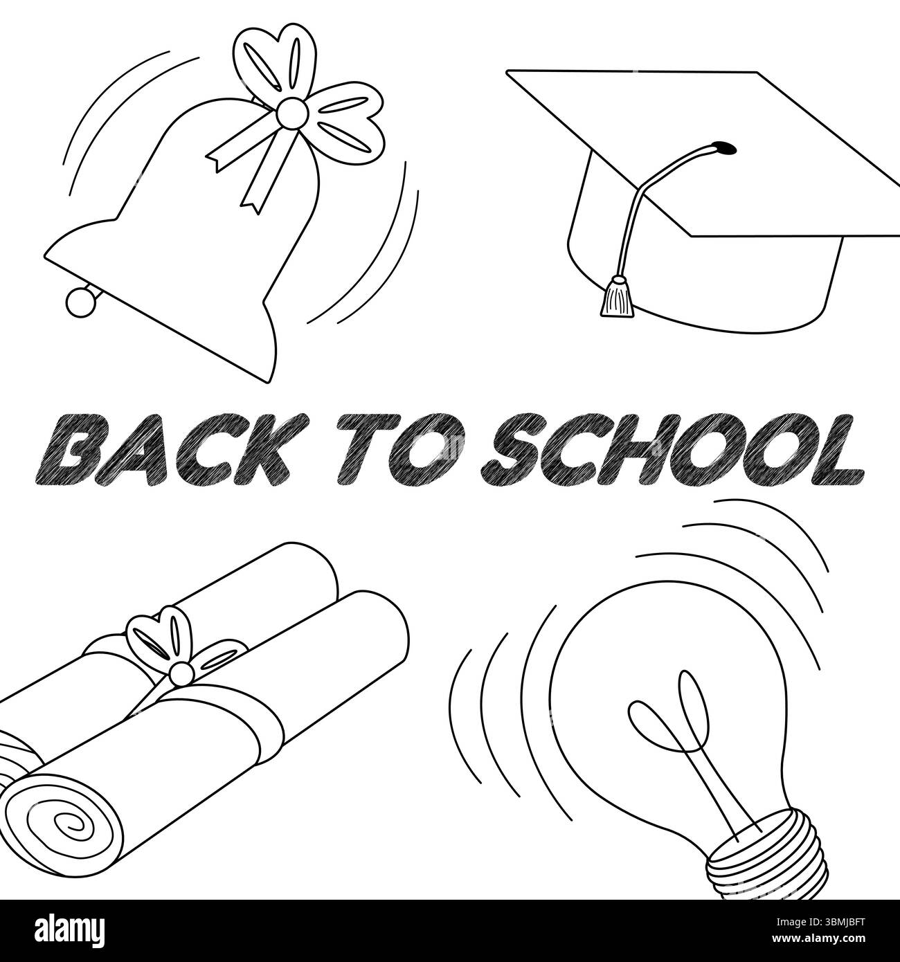Coloring page with drawing of concept poster with back to school scene ...