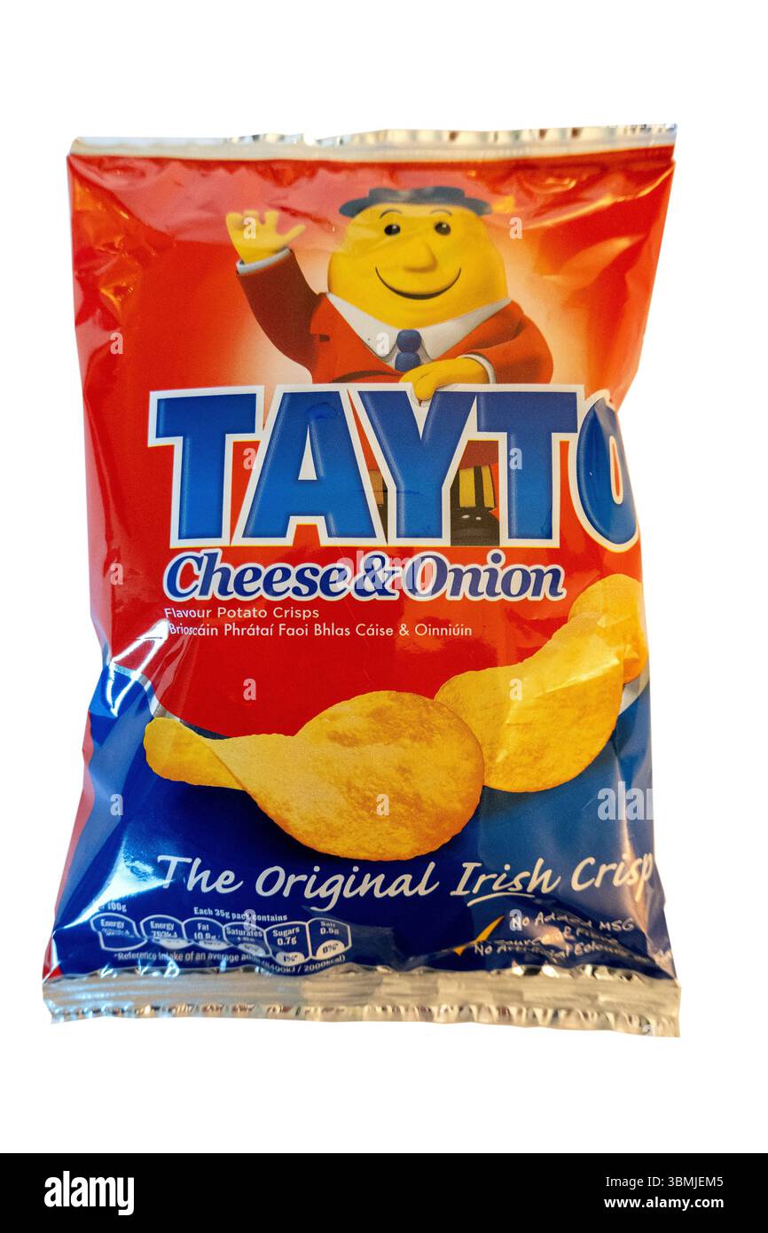 Bag Of Irish Tayto Cheese And Onion Flavoured Potato Crisps, Isolated ...