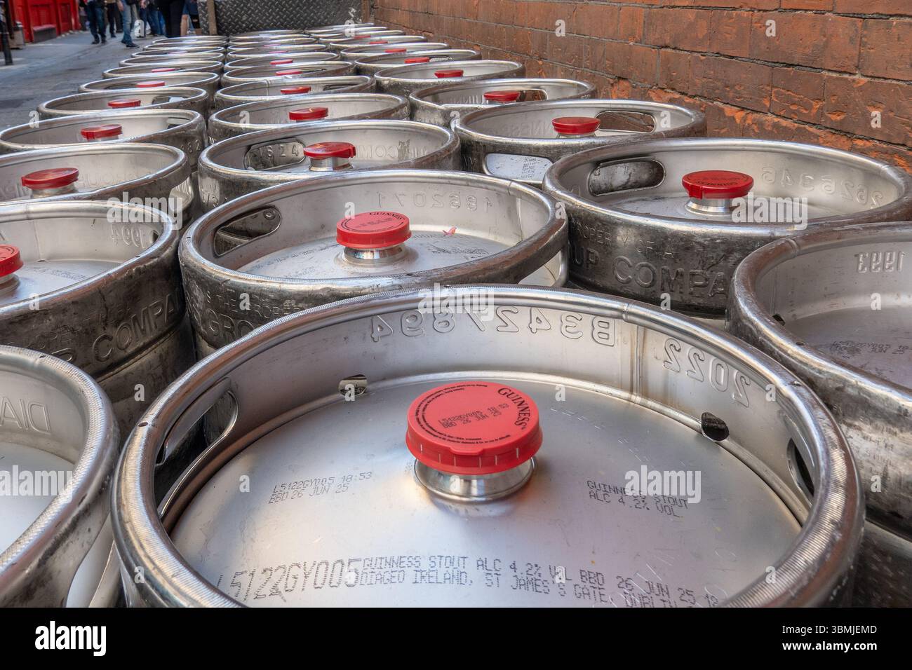 Guinness, Guinness Stout, Metal kegs, Beer Kegs Lined Up On A Street In ...