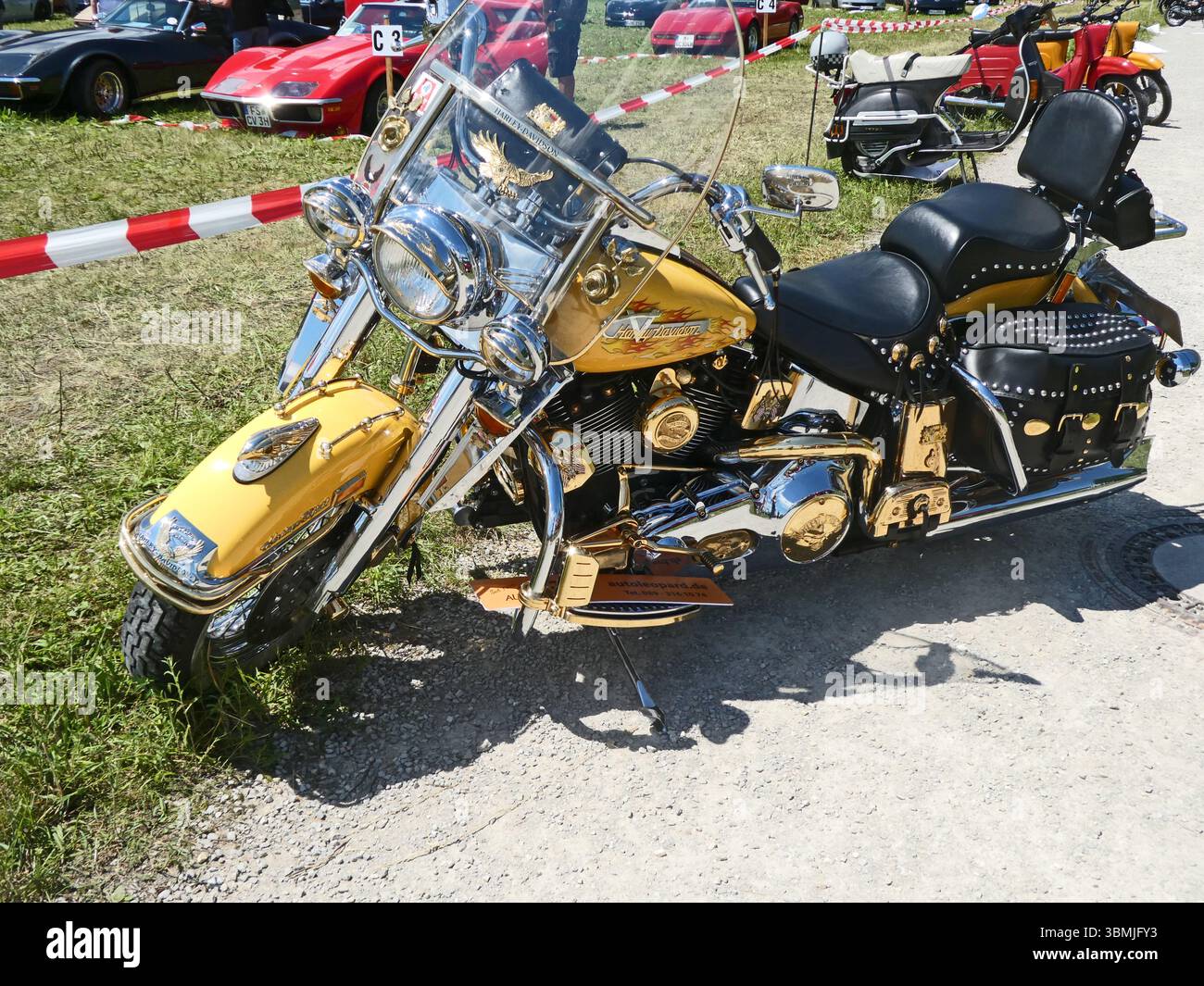 Shiny Harley Davidson motorcycle with chrome and golden details and ...