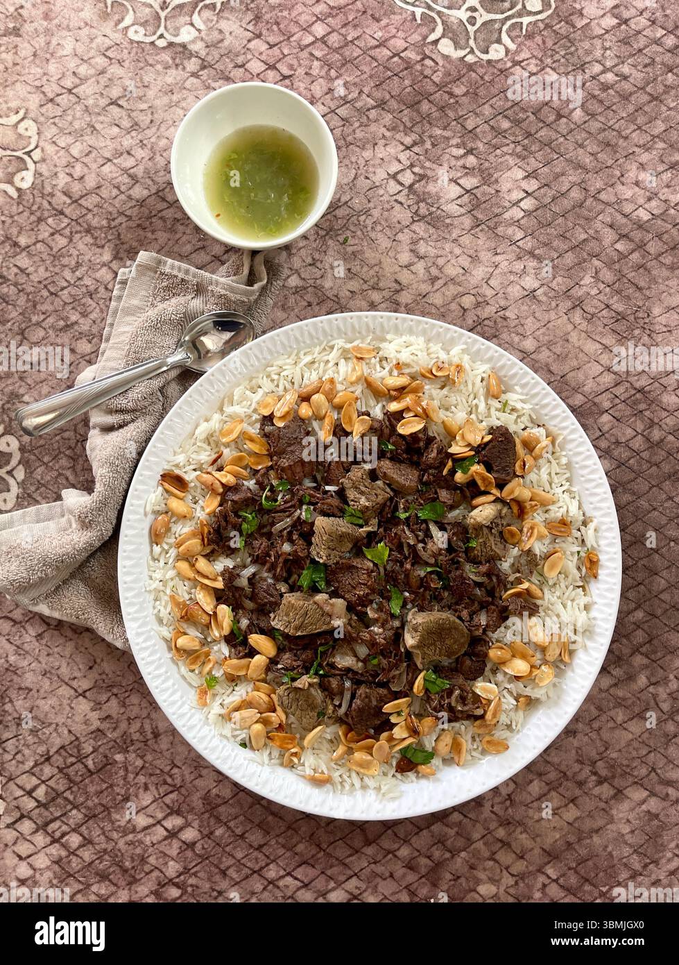 Traditional Arabic food dish, Fatteh, top view Stock Photo - Alamy