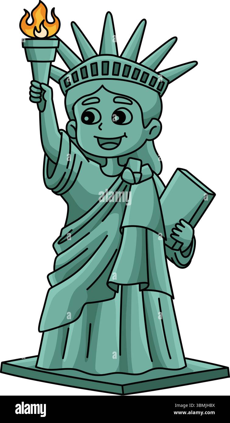 4th of July Statue of Liberty Cartoon Clipart Stock Vector Image & Art ...