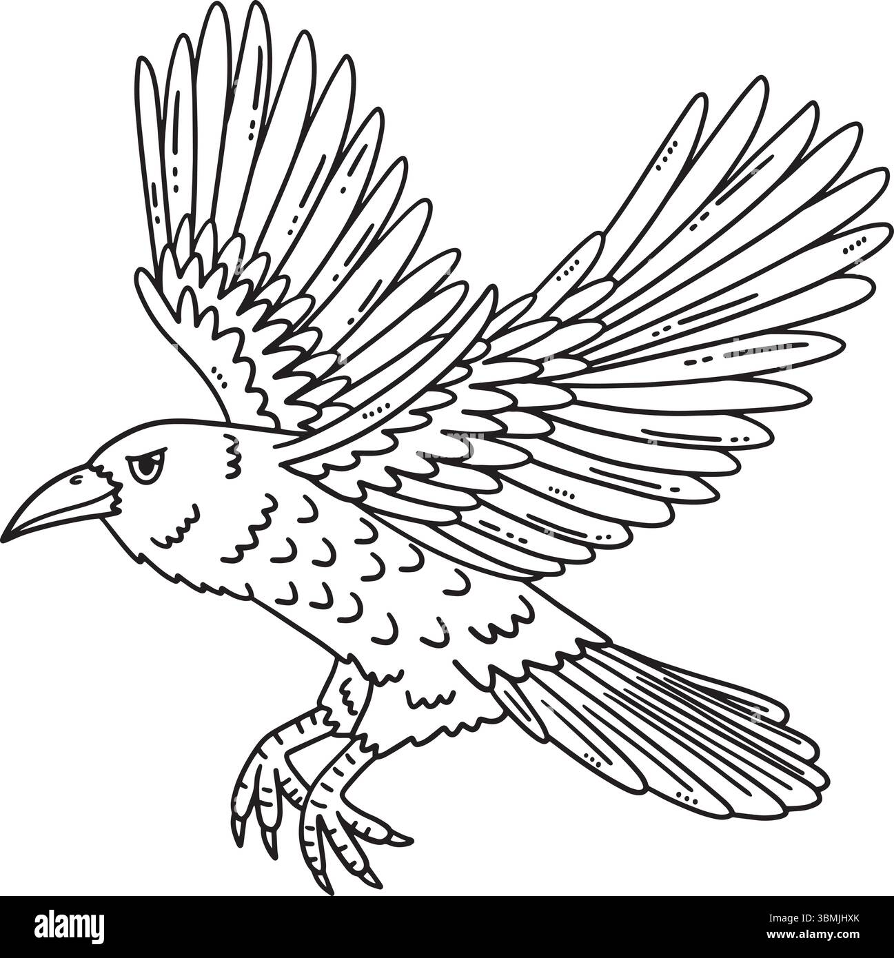 Forest Animal Raven Bird Isolated Coloring Page Stock Vector Image ...