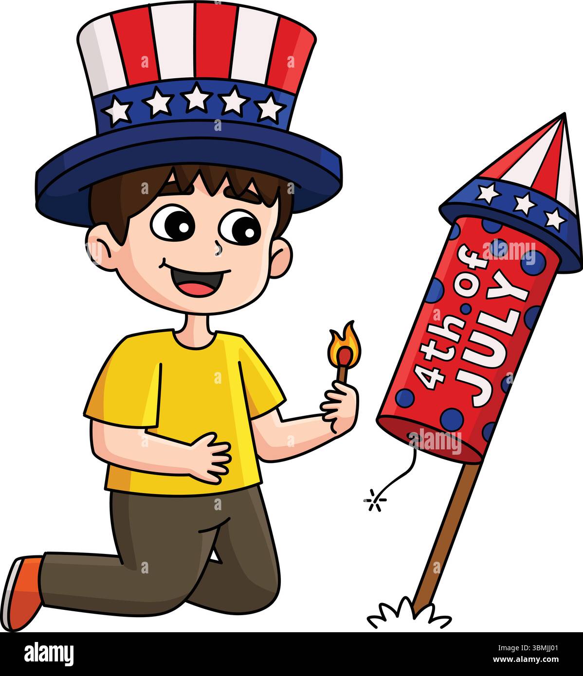 4th of July Kid Lighting Up Fireworks Clipart Stock Vector Image & Art ...