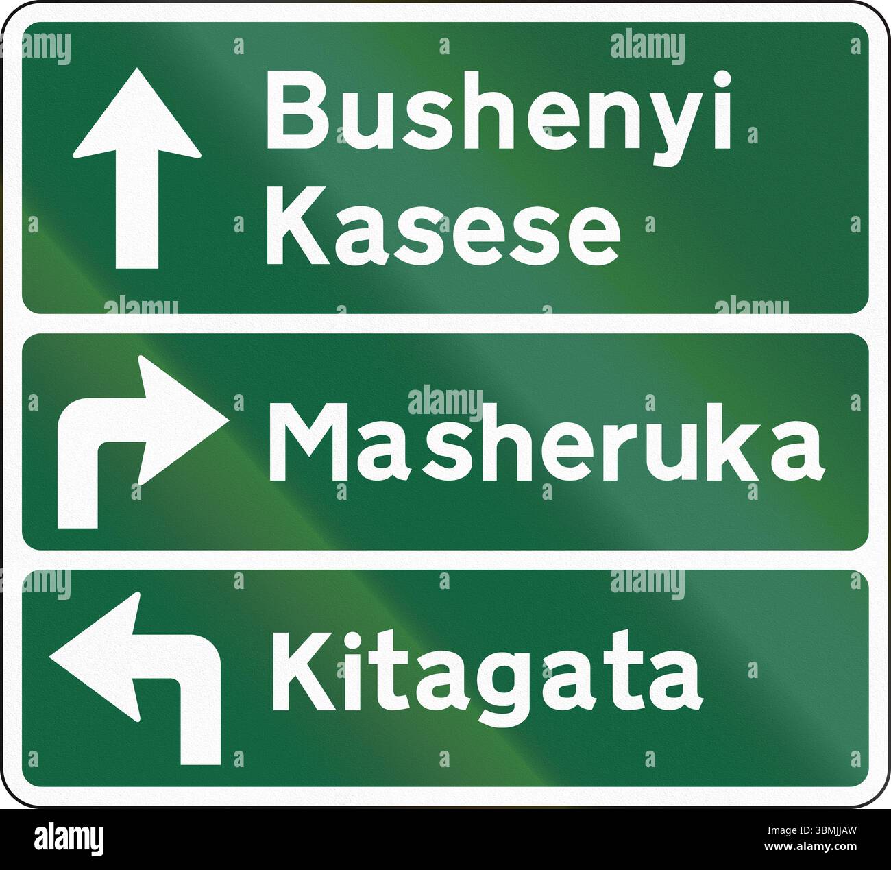 Guidance road sign in Uganda - Direction sign to Bushenyi, Kasese ...