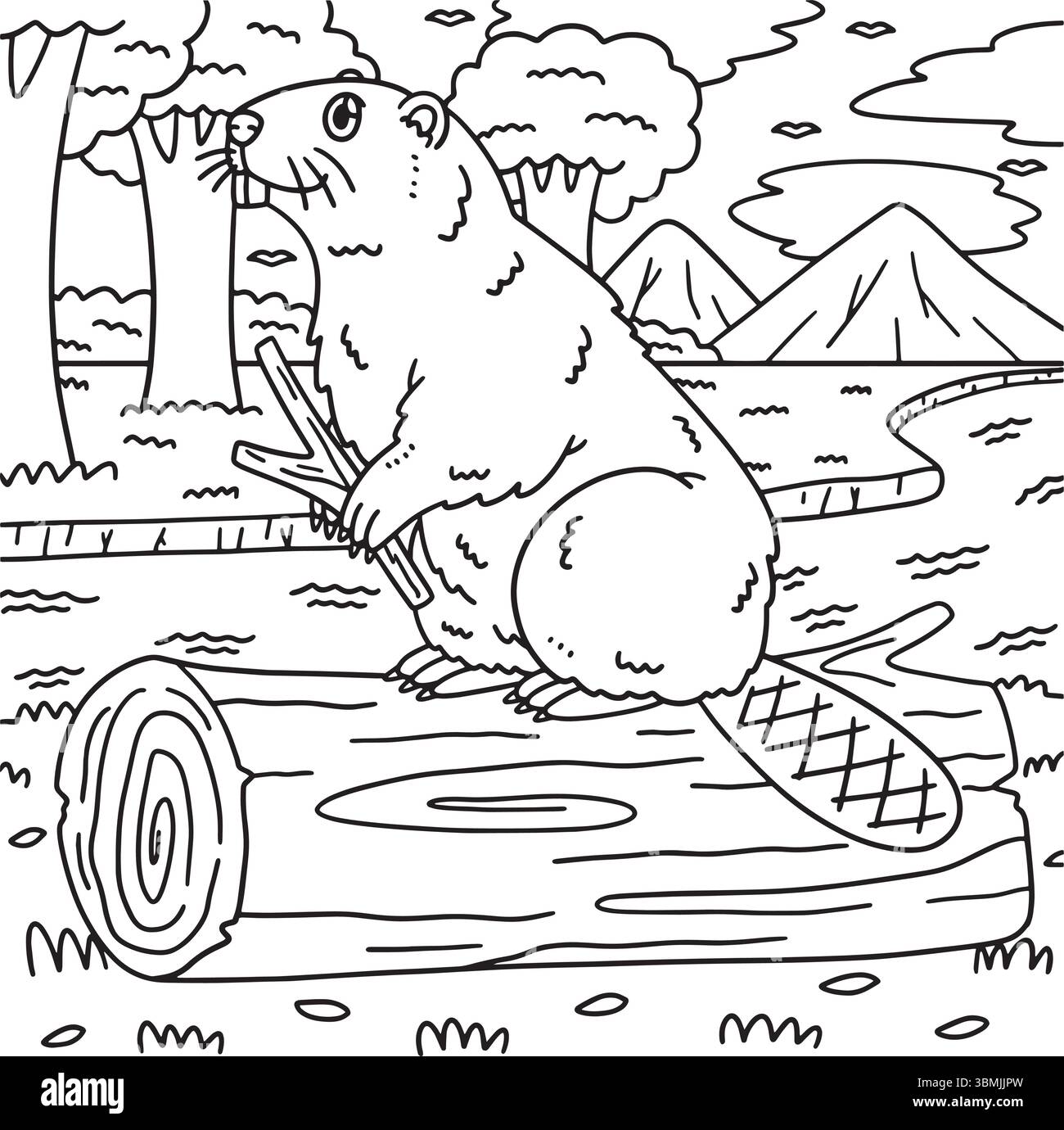 Forest Animal Beaver Coloring Page for Kids Stock Vector Image & Art ...
