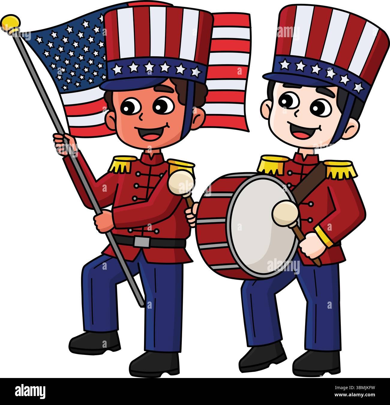 4th of July Parade Cartoon Colored Clipart Stock Vector Image & Art - Alamy