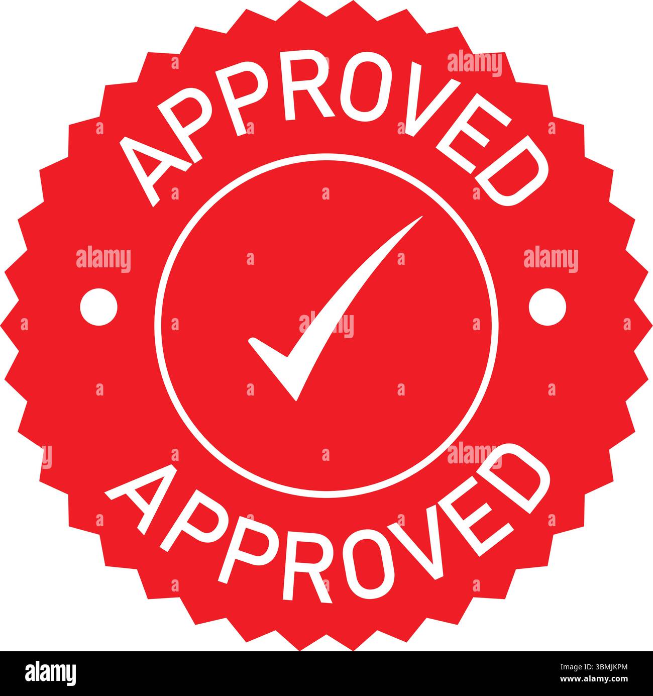 Red Approved Circular Seal Icon with Scalloped Edge and White Checkmark ...