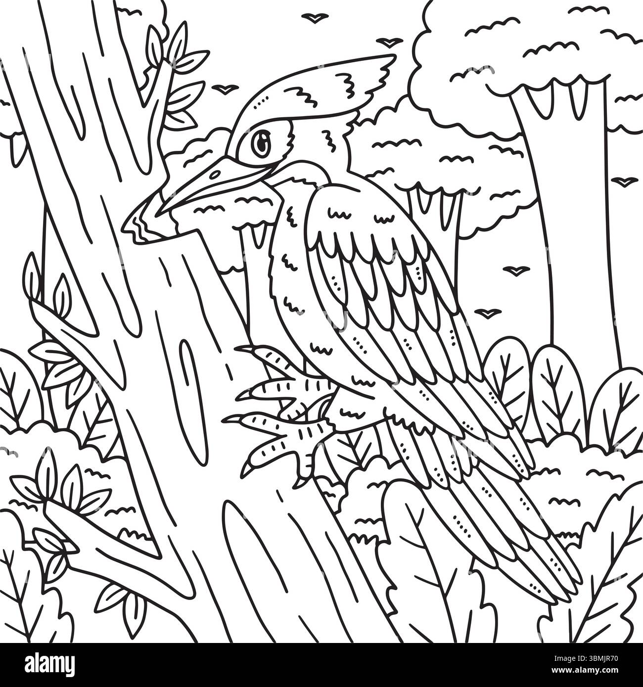 Forest Animal Woodpecker Coloring Page for Kids Stock Vector Image ...
