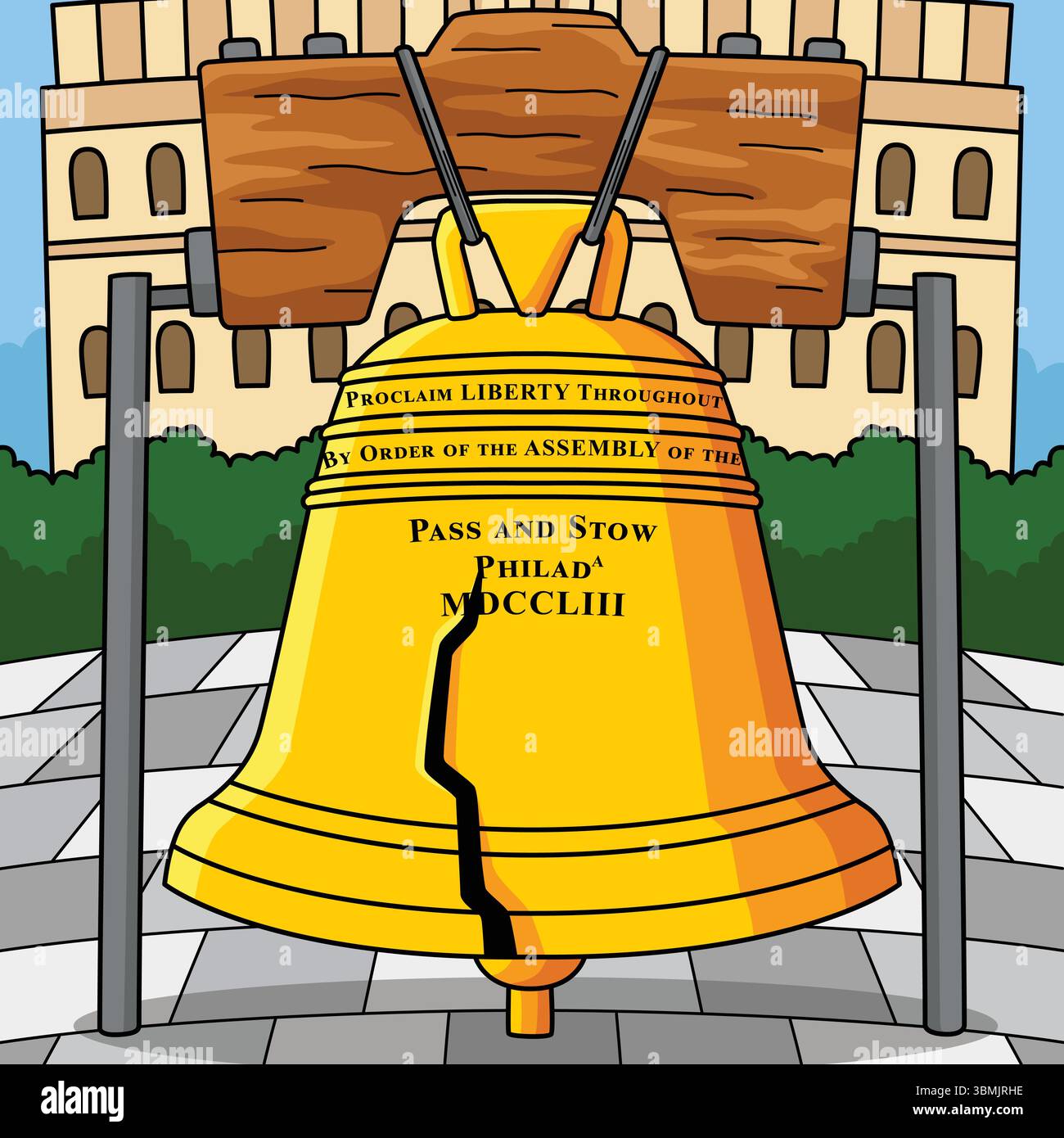 4th of July Liberty Bell Colored Cartoon Stock Vector Image & Art - Alamy