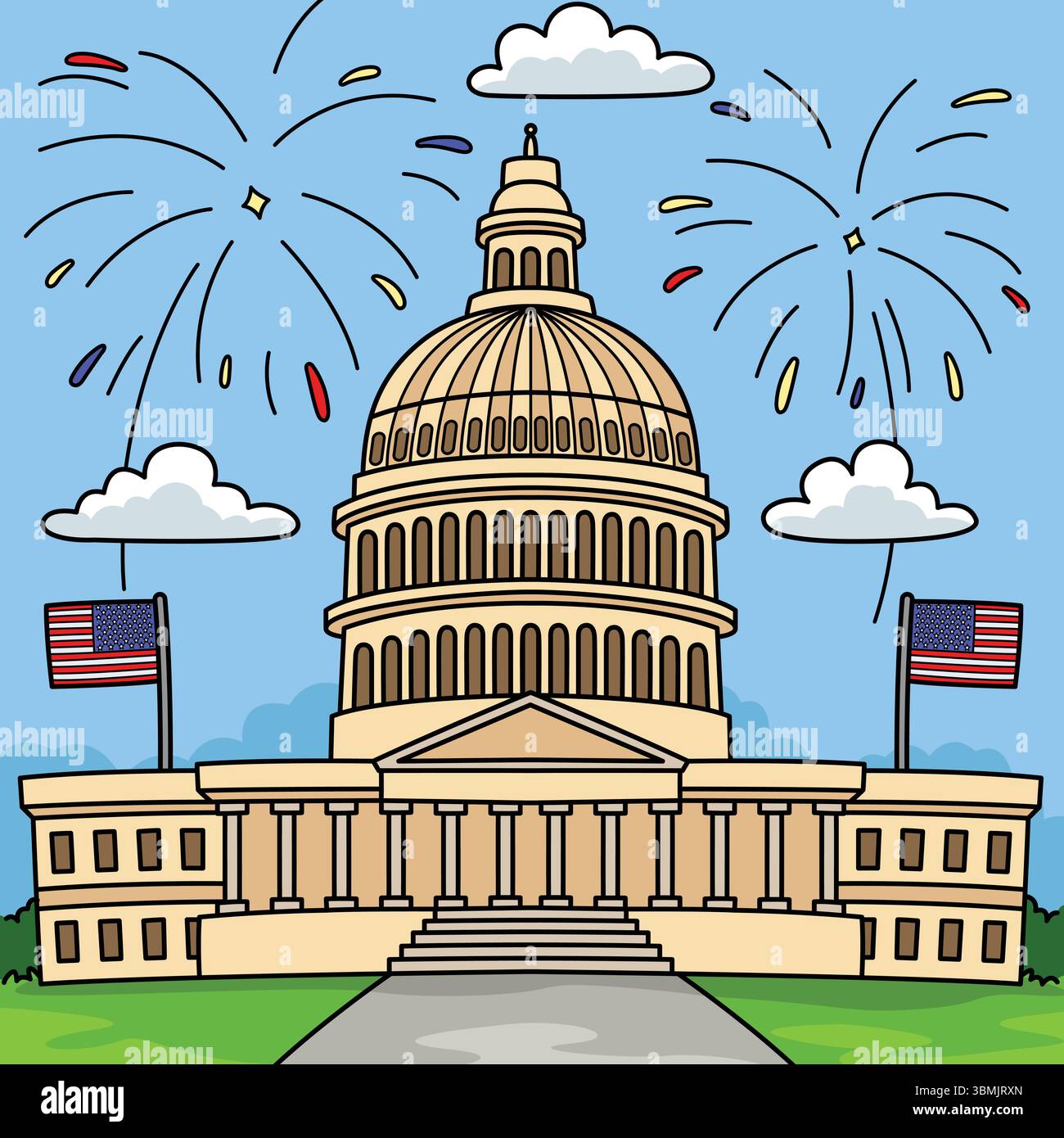 4th of July Capitol Fourth Colored Cartoon Stock Vector Image & Art - Alamy