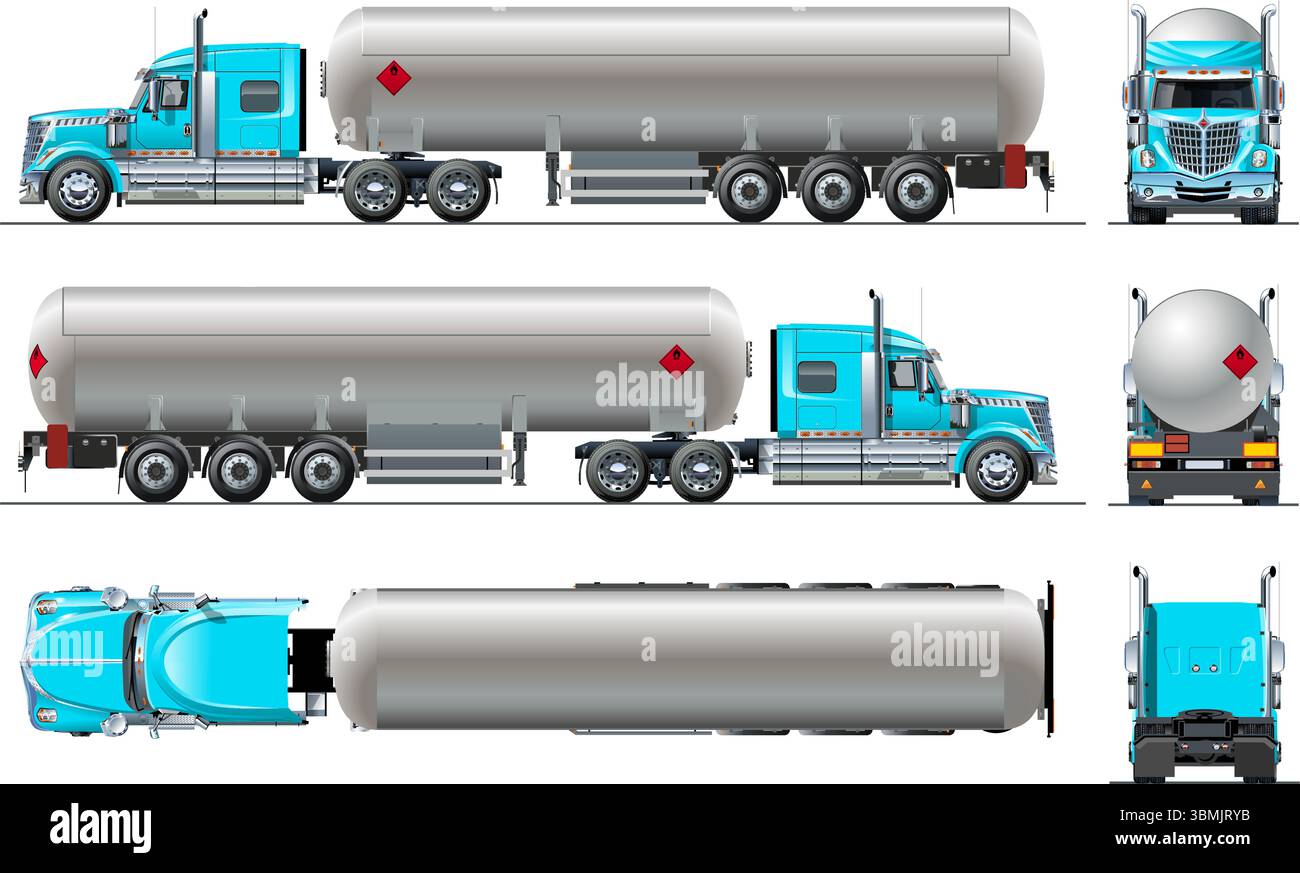 Vector realistic tanker truck template isolated on white. Available EPS ...