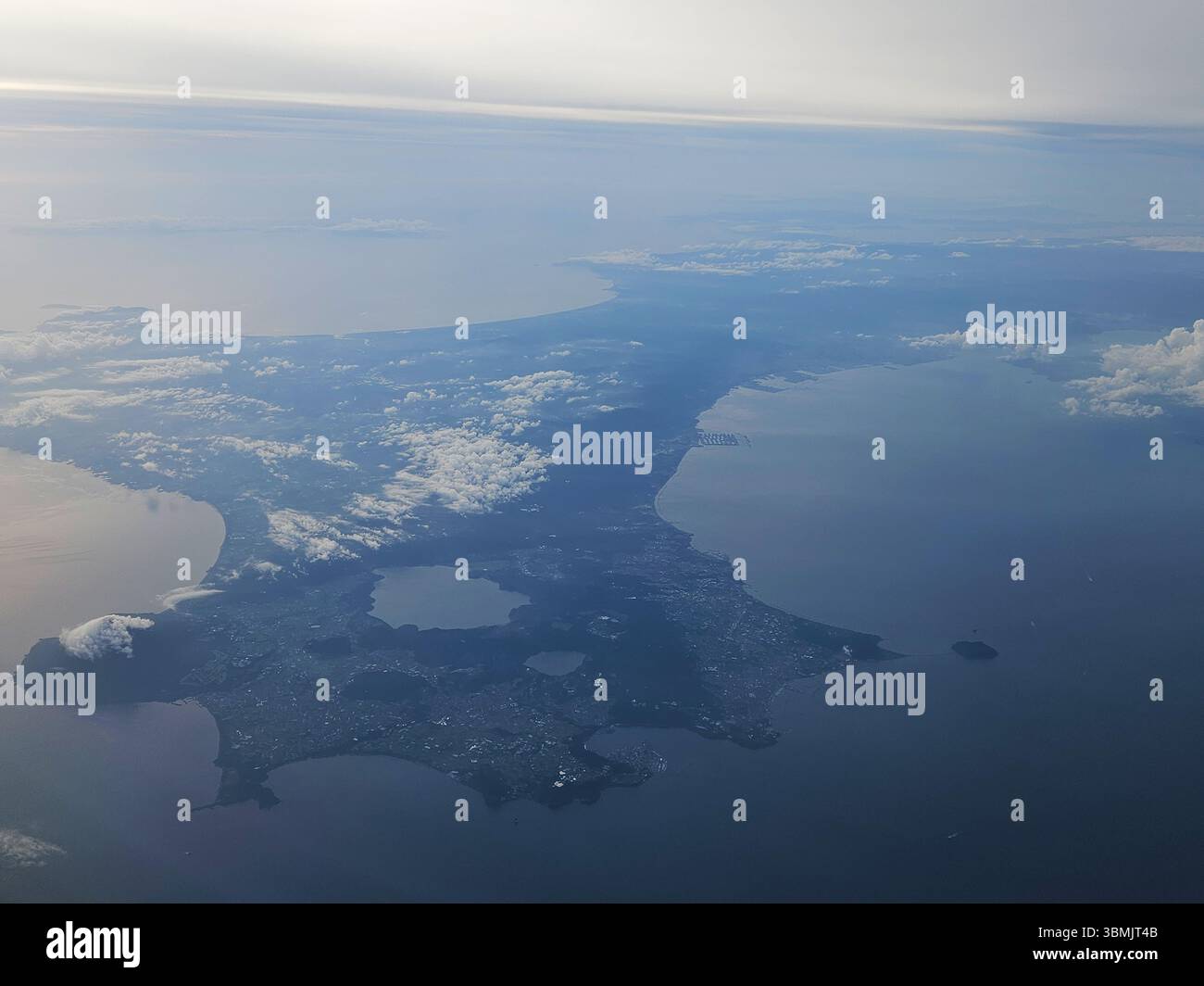 Aerial View of Kyushu’s Sakurajima Volcano and Kagoshima Bay Coastline ...