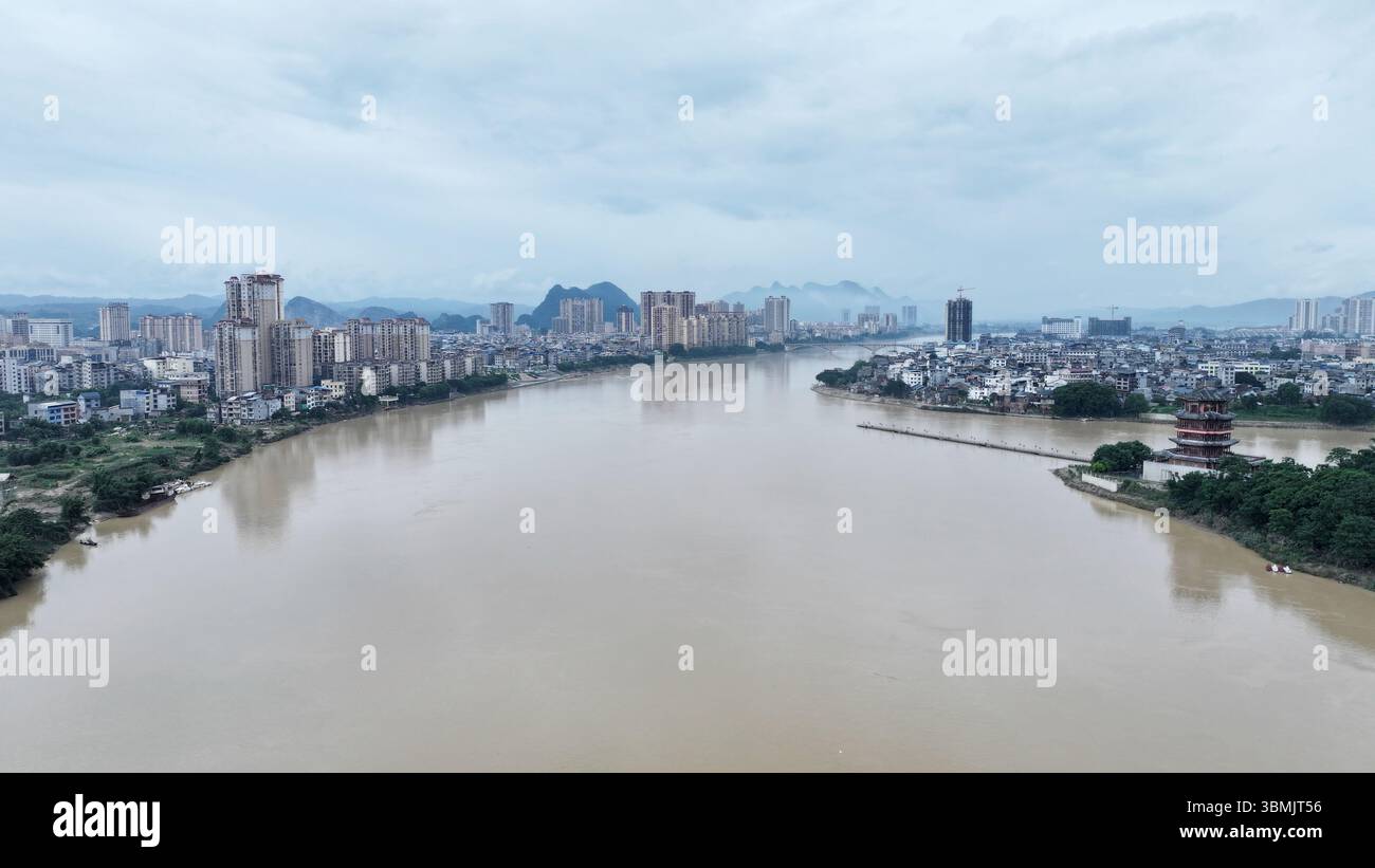 The water level of the river surface in the Rongjiang Rong 'an County ...